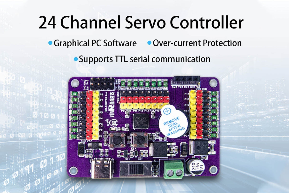 Master Multi-Axis Robotics with XiaoR Geek's 24-Channel Servo PWM Cont