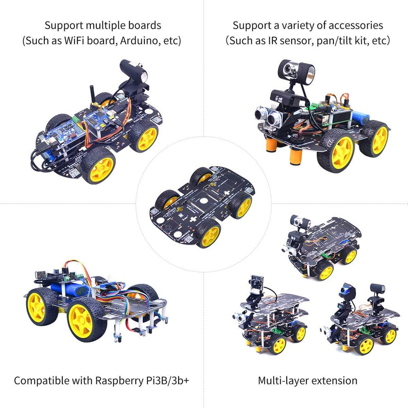 DIY 4WD Robot Car Chassis Kits compatible Arduino/Raspberry pi/ STM32