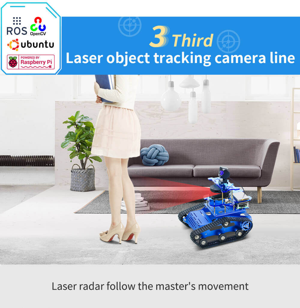 XiaoR GEEK ROS Laser Lidar Programmable Smart Robot tank car with Rasp