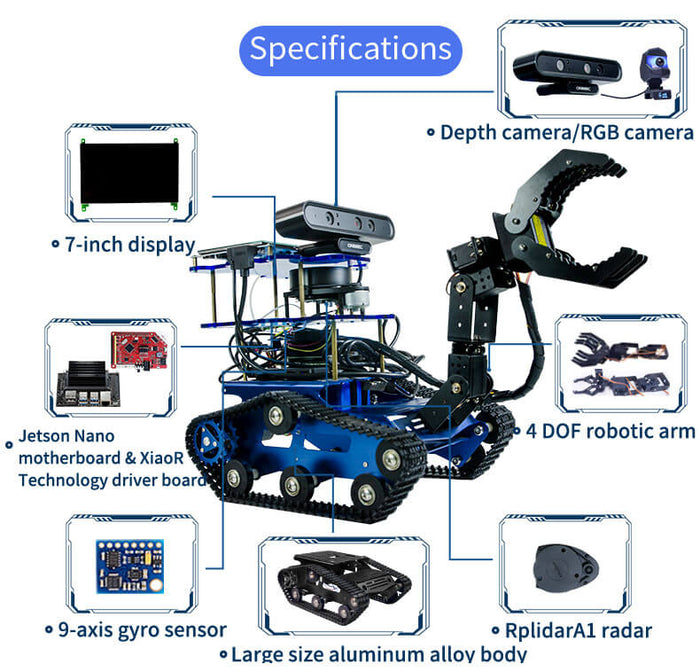 XiaoR GEEK ROS Depth camera programmable visual smart robot with Jetso